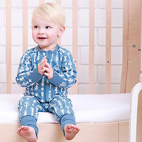ergoPouch 0.2 TOG Long Sleeve Romper, Organic Cotton, 2-Way Zip (Size 1 Year, Midnight Arrows)