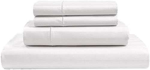 Egyptian Cotton Sheets, 800 Thread Count, Sheets and Pillowcase Set, 3-Piece Bed Sheets, Twin Sheets, Bedding Sheets & Pillowcases, Deep Pocket, Damask Stripes White Cotton Sheets - White