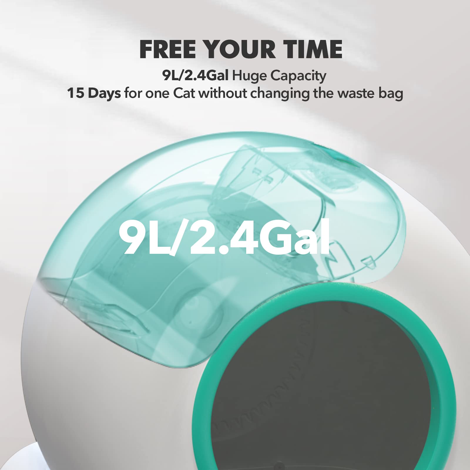 Famree Pet Automatic Cat Litter Box, Large Capacity Self Cleaning Cat Litter Box, APP Control Smart Motion Sensor Kitty Litter Box for Multiple Cats with Leak-Proof Accessories Turquoise