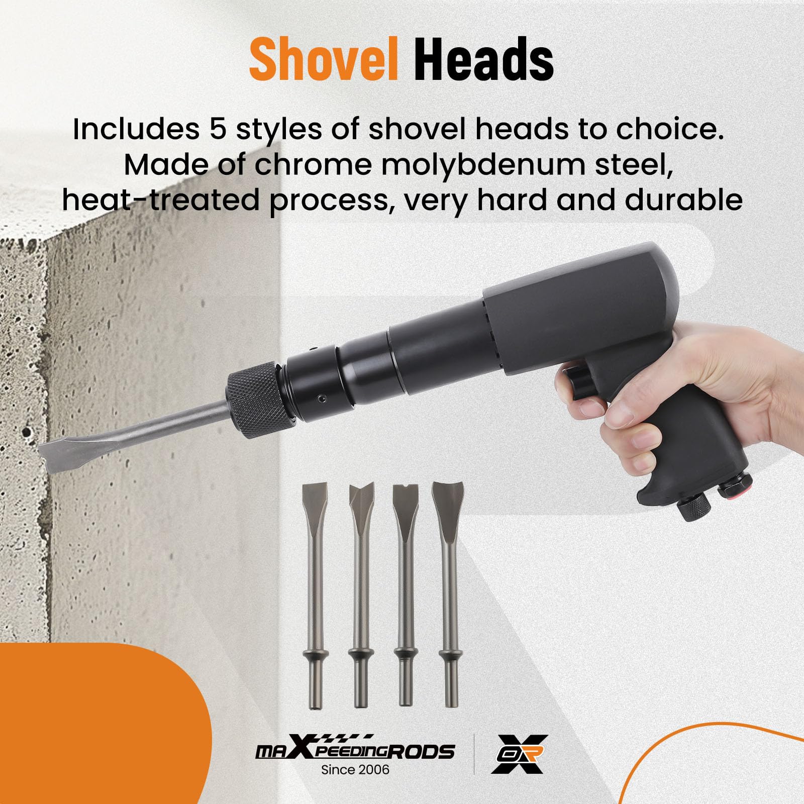 maXpeedingrods Air Hammer Kit, 25 PCS Multi-functional Pneumatic Hammer Piece Chisel Set, 2100 BPM Quick Change Retainer Air Hammer with Shovel Heads, Ball Joint Separator Set, Air hammer Bits