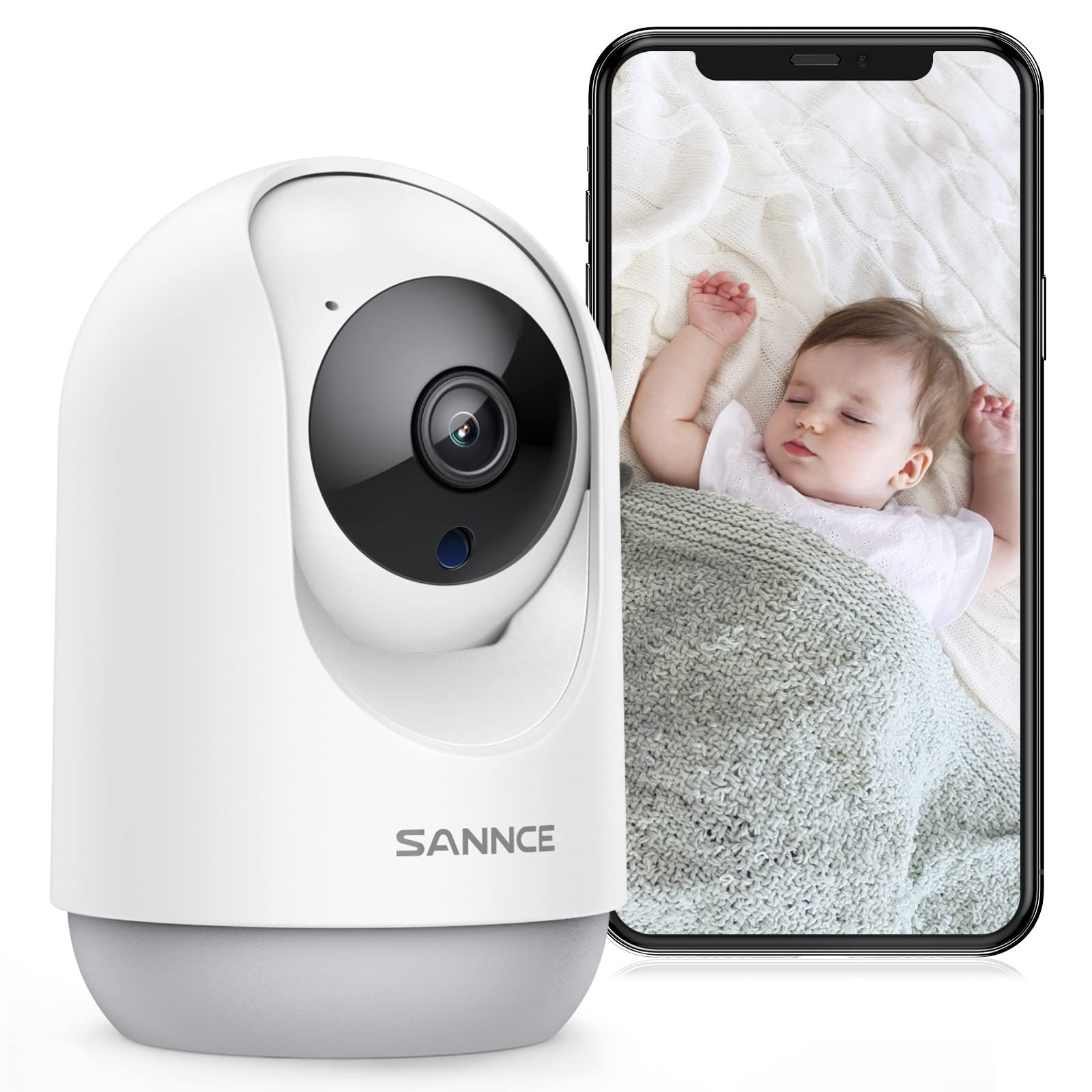 SANNCE IP Camera WiFi Pan Tilt Smart Security Camera, 1080P Indoor Pet Baby Elder 360° Camera with Two-Way Audio, Human Motion Detection, One-Touch Alarm, Cloud & SD Card Storage, Works with Alexa