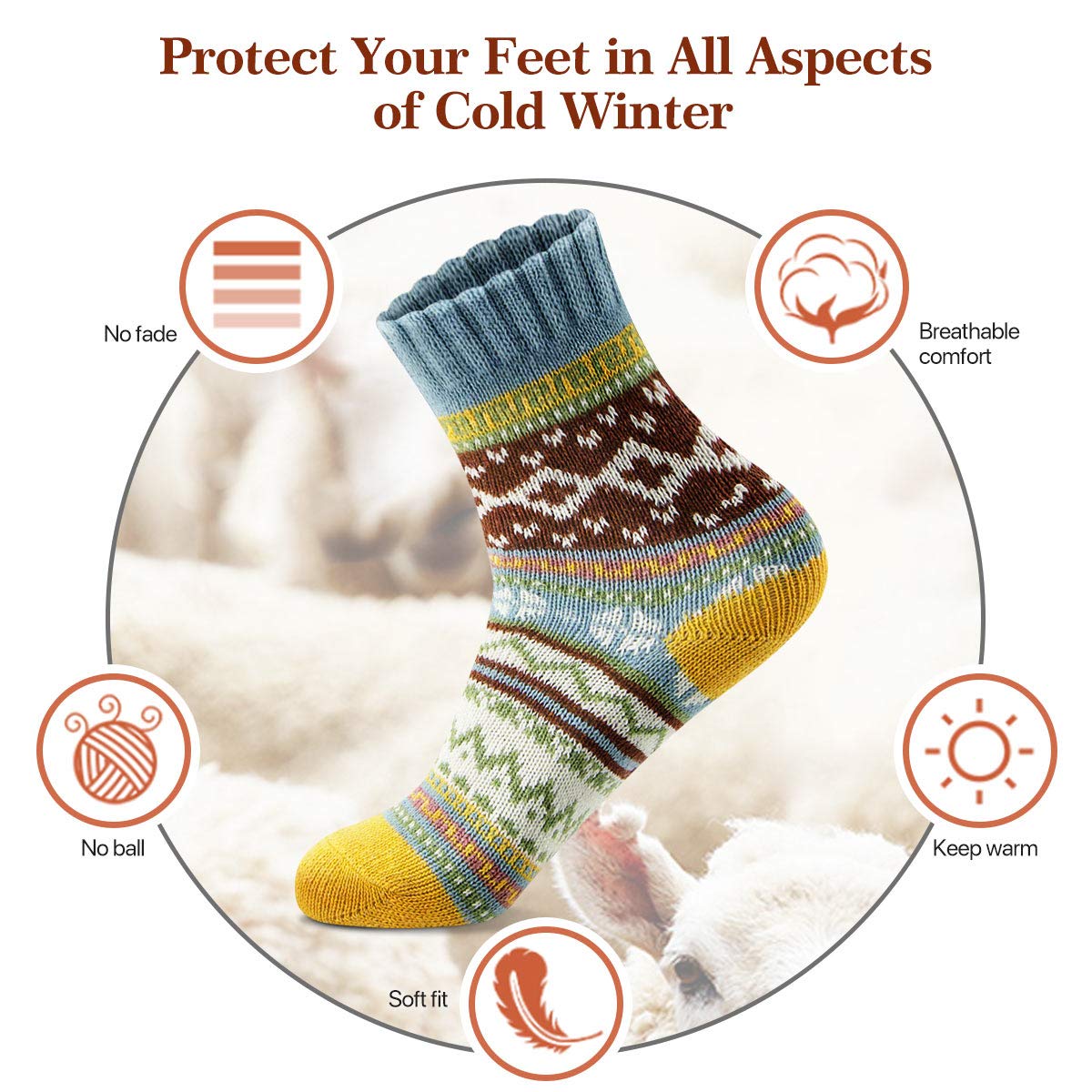 FYC Women Socks Winter - Gifts for Women - Warm Thick Soft Wool Socks Christmas Gifts Socks Cozy Crew Socks, multicolor, One Size