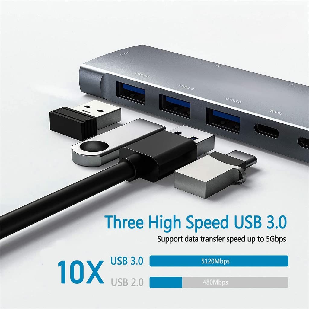 LUKEO USB C HUB with 4K PD Charging, SD/Micro Card Reader, USB 3.0, 3.5mm Headphone Jack Type C