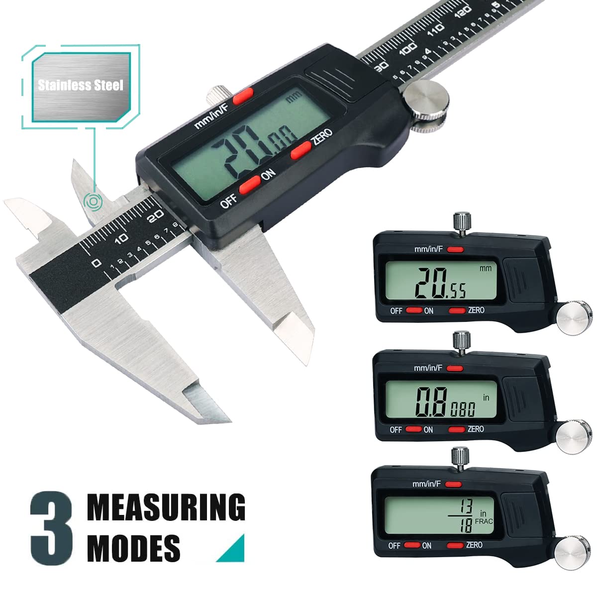 Kynup 0-12 Inch Digital Caliper, Calipers Measuring Tool with IP54 Waterproof Protection, Stainless Steel Design (150/300mm)