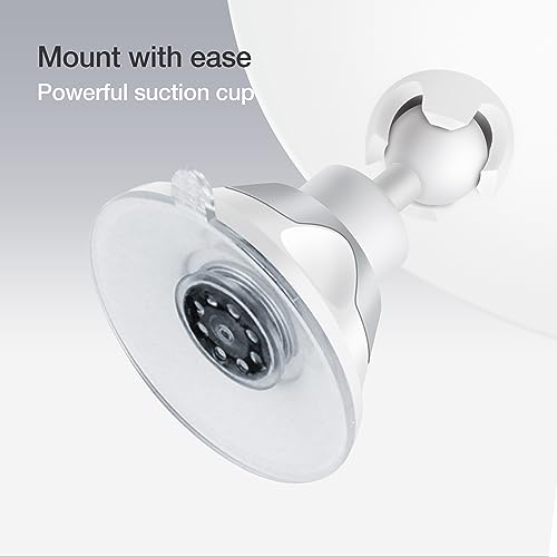Fancii 10X Magnifying Makeup Mirror with True Natural Light and Locking Suction - 8 inch Large Lighted Travel Vanity Mirror, Dimmable Daylight LEDs, Battery and USB Operated - Luna (Silver)