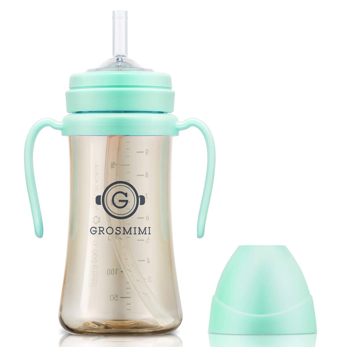 GROSMIMI Spill Proof no Spill Magic Sippy Cup with Straw with Handle for Baby and Toddlers, Customizable, PPSU, BPA Free 10 oz (Pure lavender)