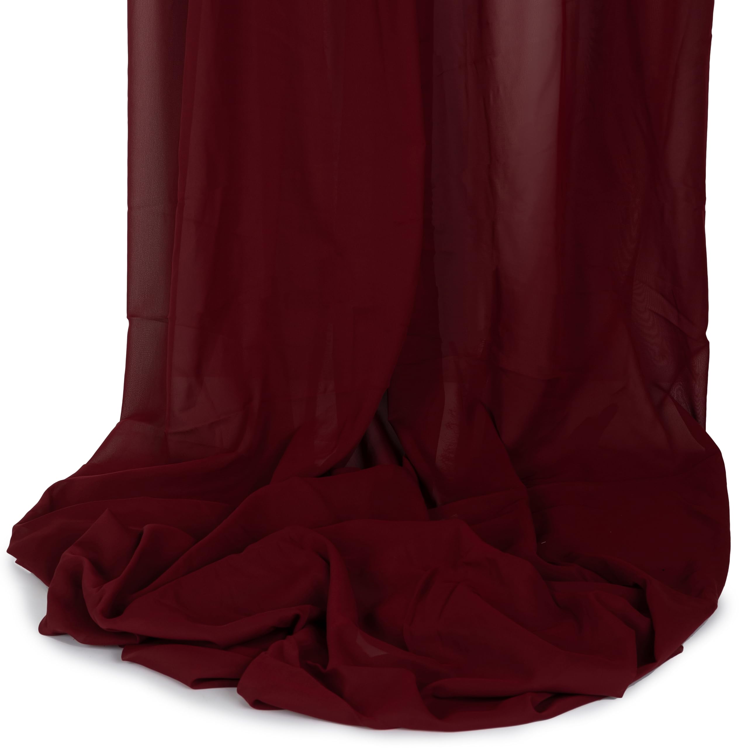 Fynite Chiffon Fabric| 2 Yards Sheer Chiffon Fabric | Solid Colors Continuous Fabric Bolt for Wedding Dress Party Backdrop DIY, Crafts, Silky Chiffon Fabric 56" Wide - Burgundy