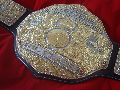 Fandu Belts Big Gold Adult Replica Real Leather Dual Plate Wrestling Championship Belt Title 8mm Thick 6.8lbs Trophy