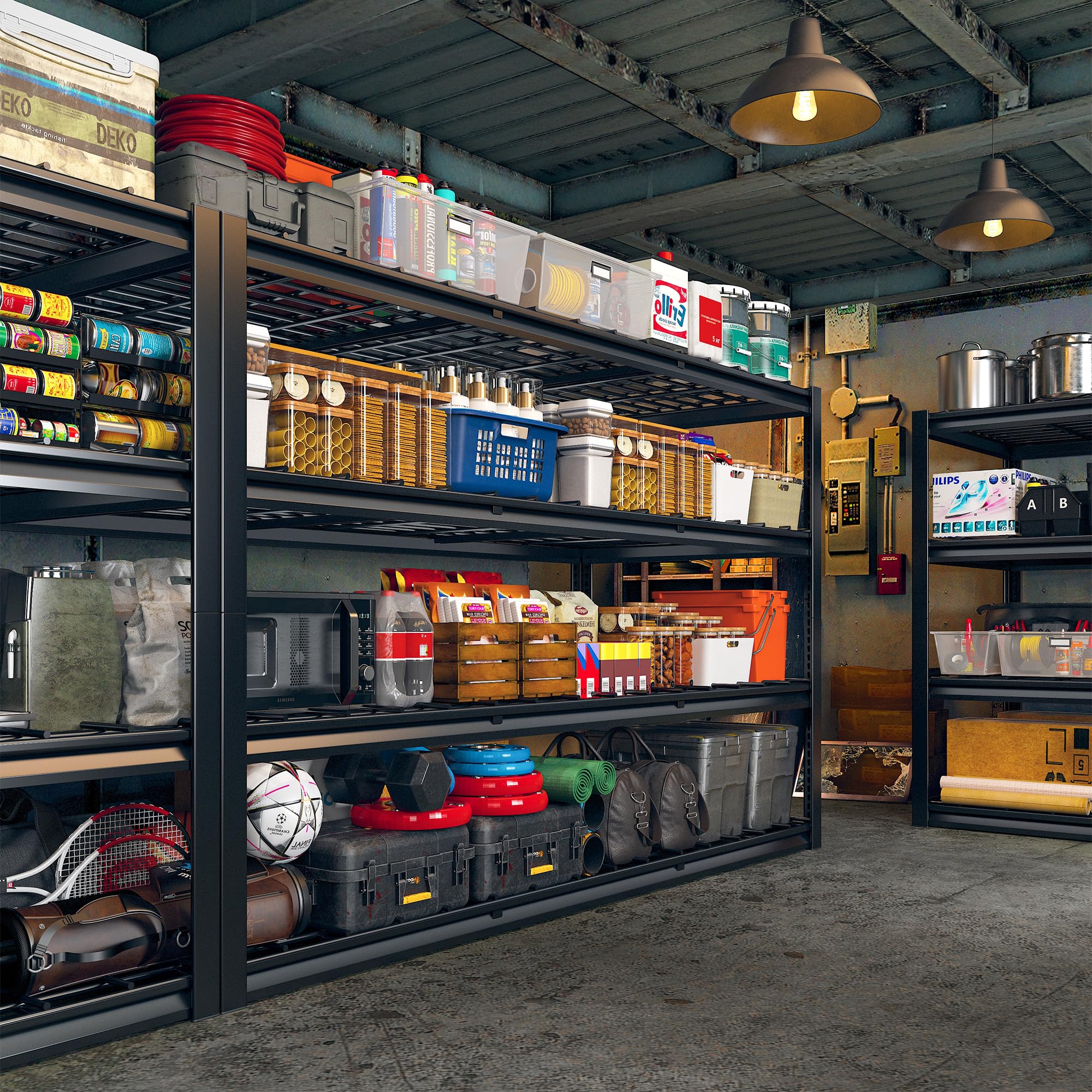 REIBII 60" W Garage Shelving Heavy Duty Storage Shelves 2500 LBS Commercial Metal Shelving Units and Storage Rack Shelf for Garage Warehouse Pantry,Kitchen School, 60" W*60" H*24" D