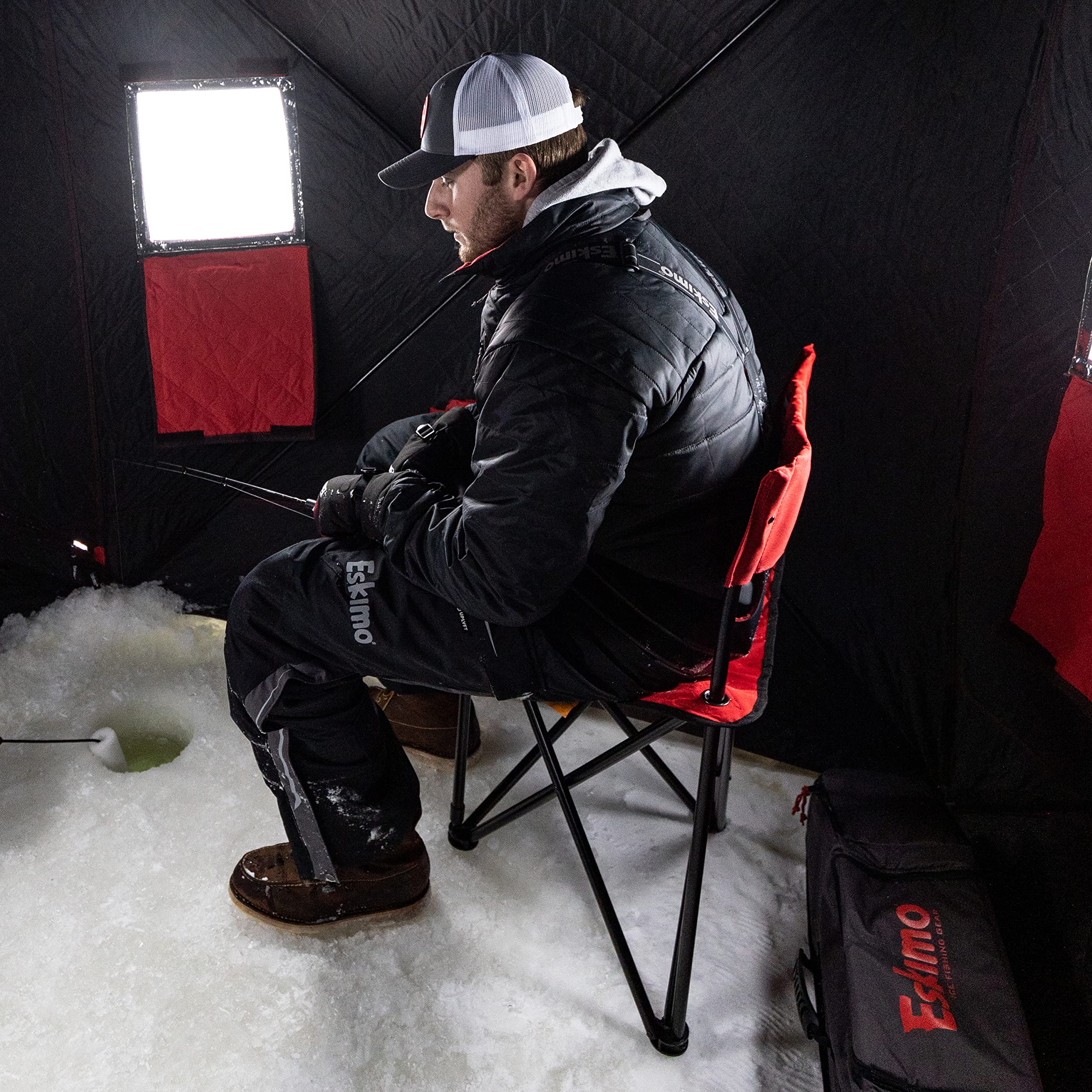 Eskimo® XL Folding Ice Chair, Portable Chairs, Red/Black, 27613