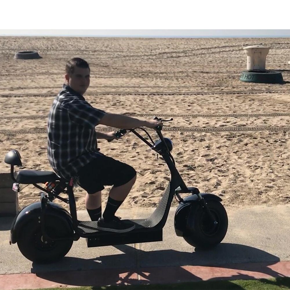 Electric 60V 1000W Fat Tire Scooters,Adult Citycoco with 2 Seat Power Scooter WERCS Battery Certificate,Key Start and Power Display (Cool Black)