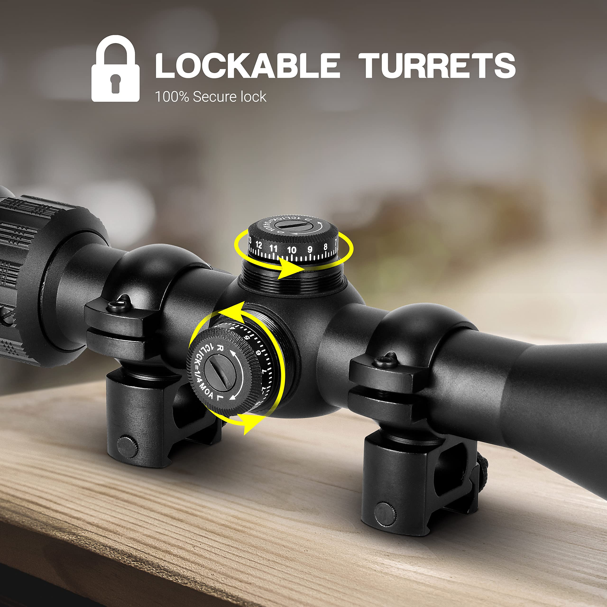 ESSLNB 3-9x50mm Airsoft Scope with Red Dot Illuminated Crosshair Reticle Riflescopes for Hunting&Shooting with Locking/Hold Zero Turrets and 2 Free Mount Rings