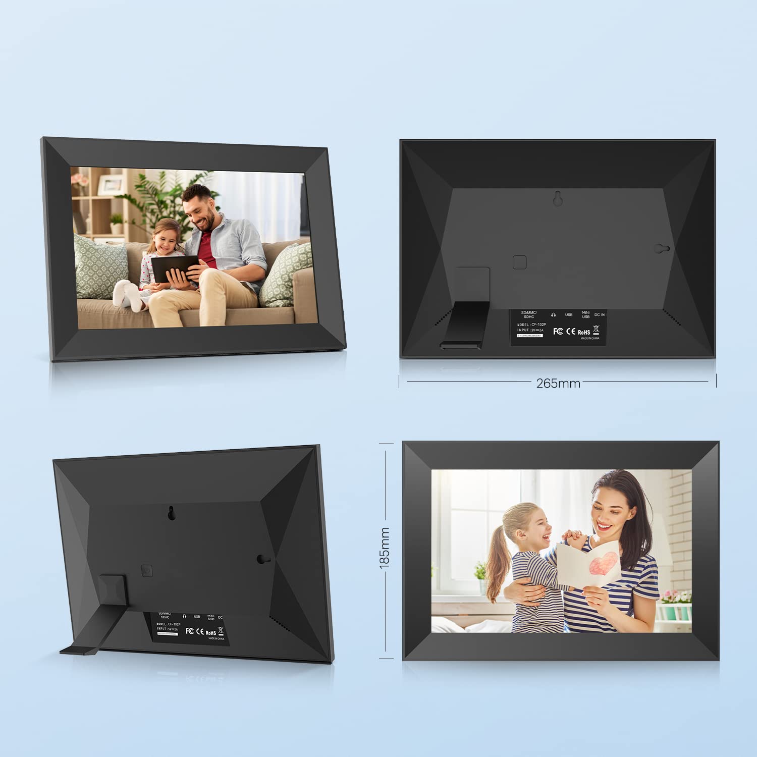 Kodak 10.1 Inch Smart WiFi Digital Picture Frame 1280x800 Touch Screen,Auto-Rotate, Built in 16GB Memory, Share Moments Instantly via Kodak App from Anywhere (10.1 inch Black)