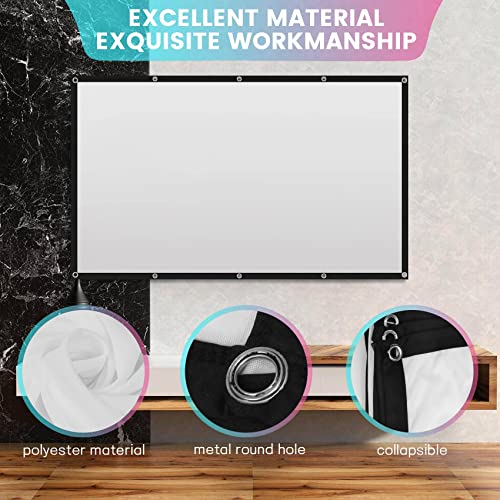 Fangyid Portable Projector Screen for Home Theater Outdoor HD White Foldable Anti- (120Inch)
