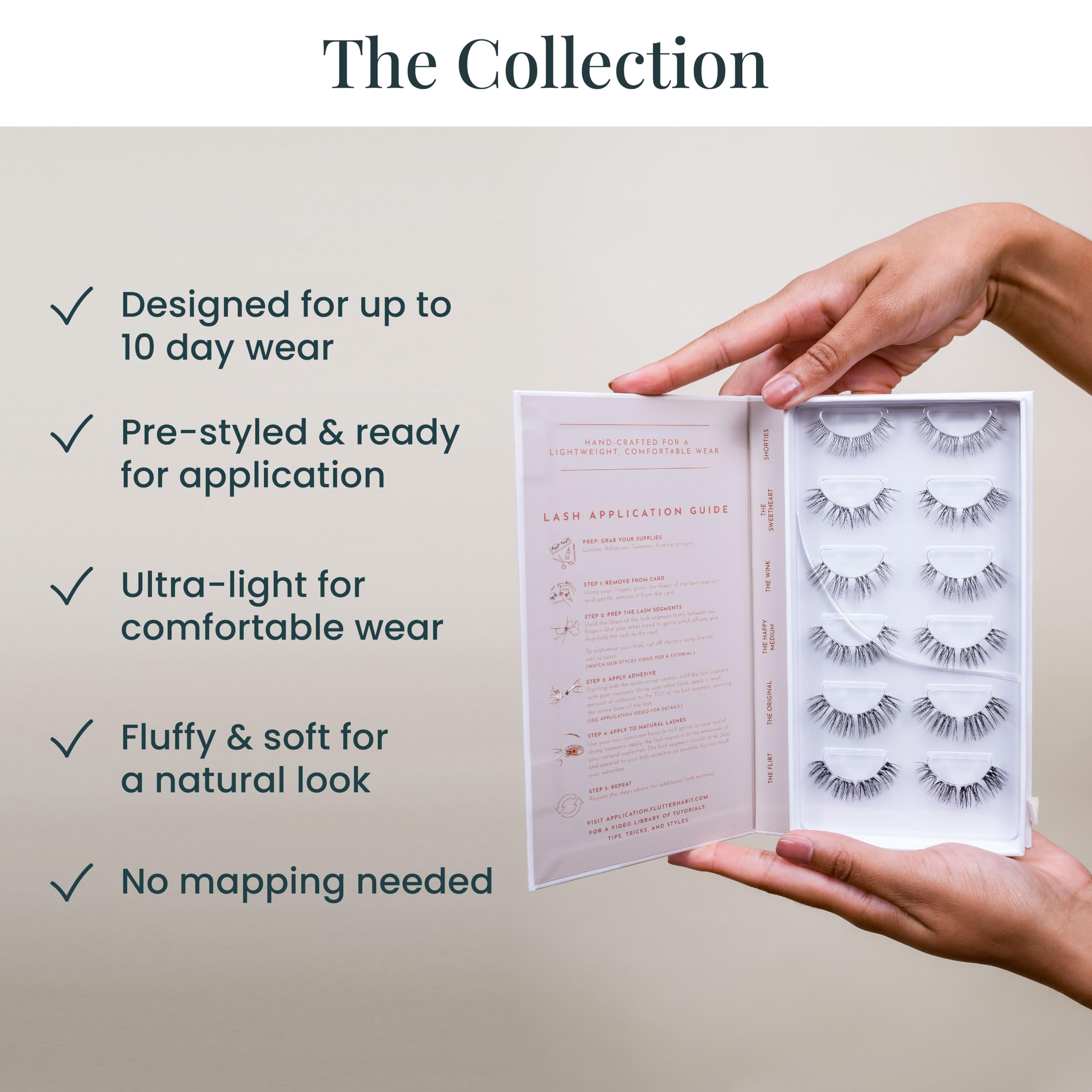 Flutterhabit The Flirt Bold Volume Lashes, DIY Lash Extensions, Fluffy Lash Clusters for Women, Salon Quality At Home Eyelashes Extension Kit, Natural False Lashes, 6 Lash Sets, No Lash Glue Included