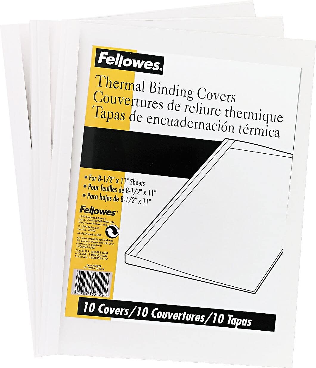 Fellowes Thermal Presentation Covers, 0.25 Inch, White, 60 Sheets (52222)