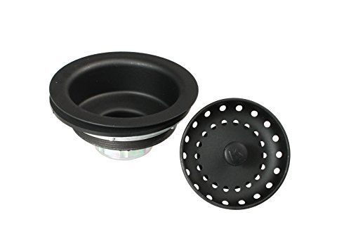 Plumb Pak K5414BLK Keeney Stainless Steel Kitchen Sink Strainer with Fixed Post Basket, Fits Standard 3-1/2-Inch Openings, 3-1/2 In. to 4 In, Black