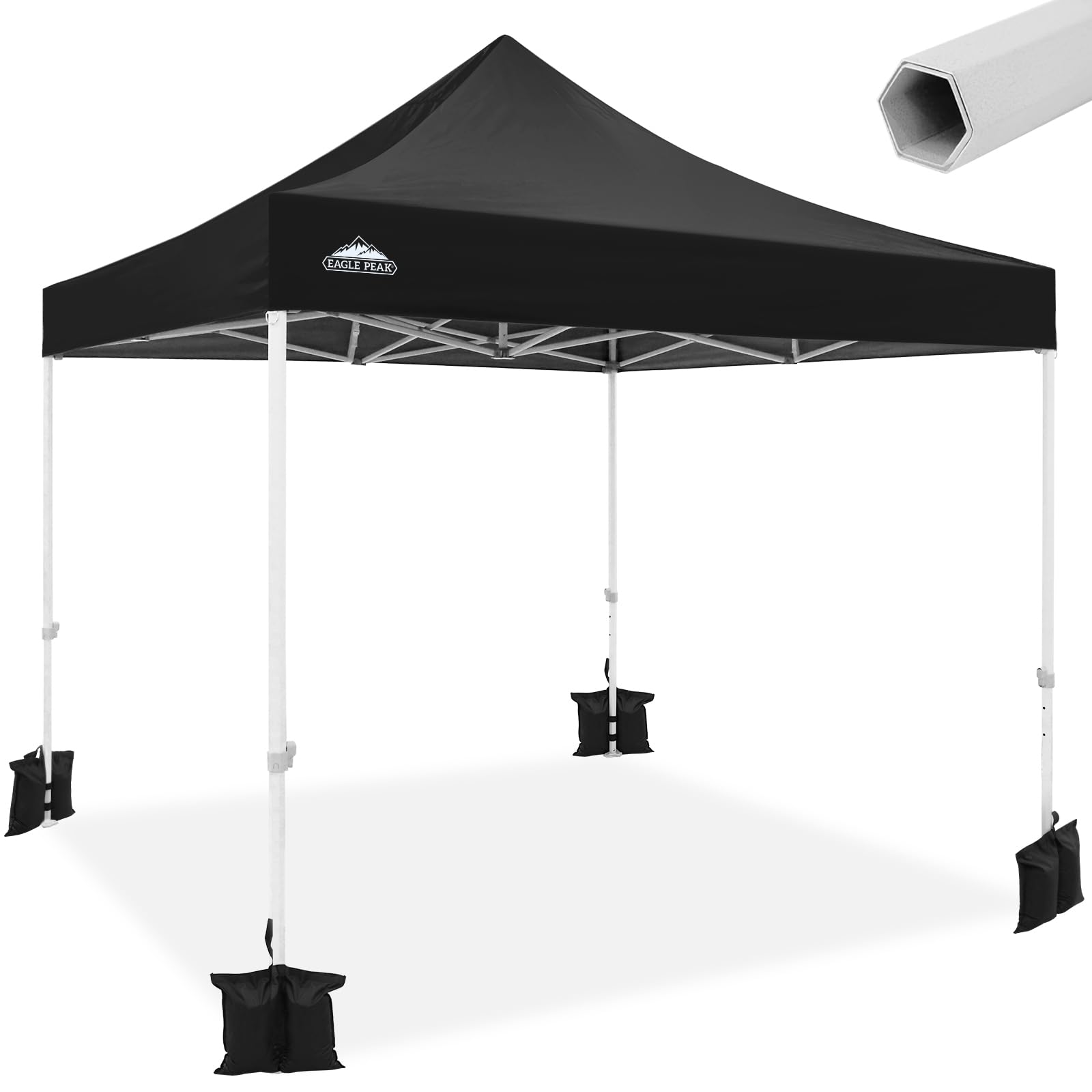 EAGLE PEAK 10x10 Heavy Duty Pop up Commercial Canopy Tent Instant Sun Shelter with Roller Bag, 4 Sandbags, Blue