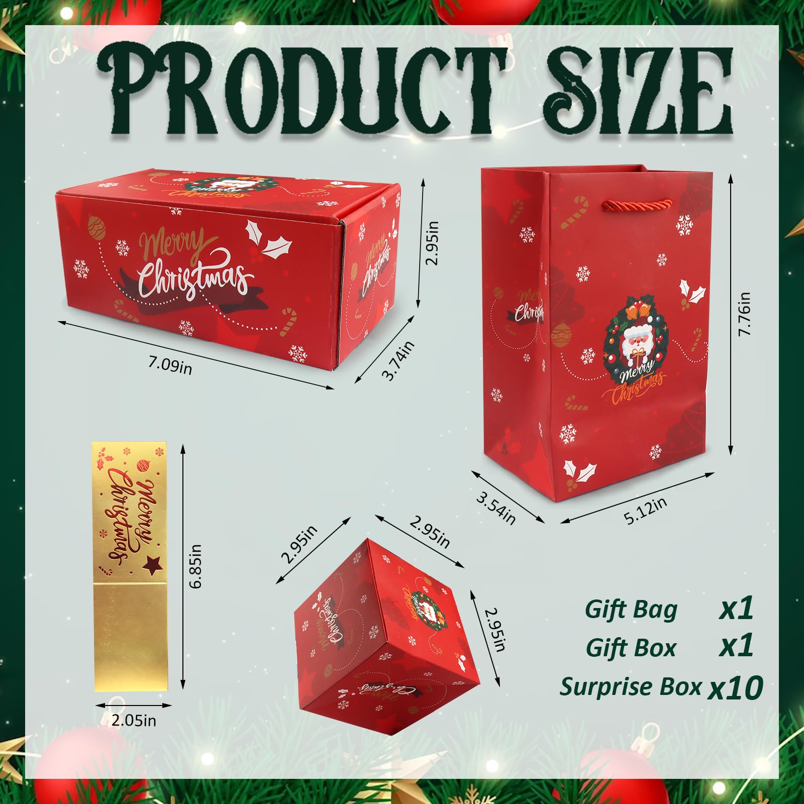 Estivaux Christmas Surprise Box for Money, Exploding Surprise Box Xmas Santa Gift Box Surprise Gift Box Red Bouncing Money Box Cash Explosion Gift Box for Present Christmas Party Supplies