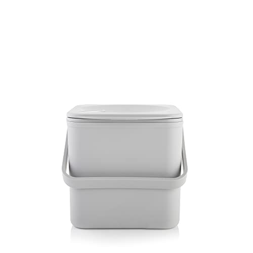 Minky Homecare Kitchen Compost Bin – Countertop Food Waste Caddy with Easy Wipe Clean Interior – Made in the UK - 3.5L (0.9 gal.) (Light Grey)