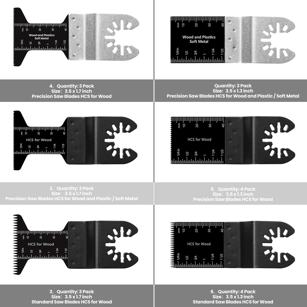ETiME 20 Metal Wood Oscillating Multitool Quick Release Saw Blades Compatible with Fein Multimaster Porter Cable Black & Decker Craftsman Ridgid Makita Milwaukee Bosch etc