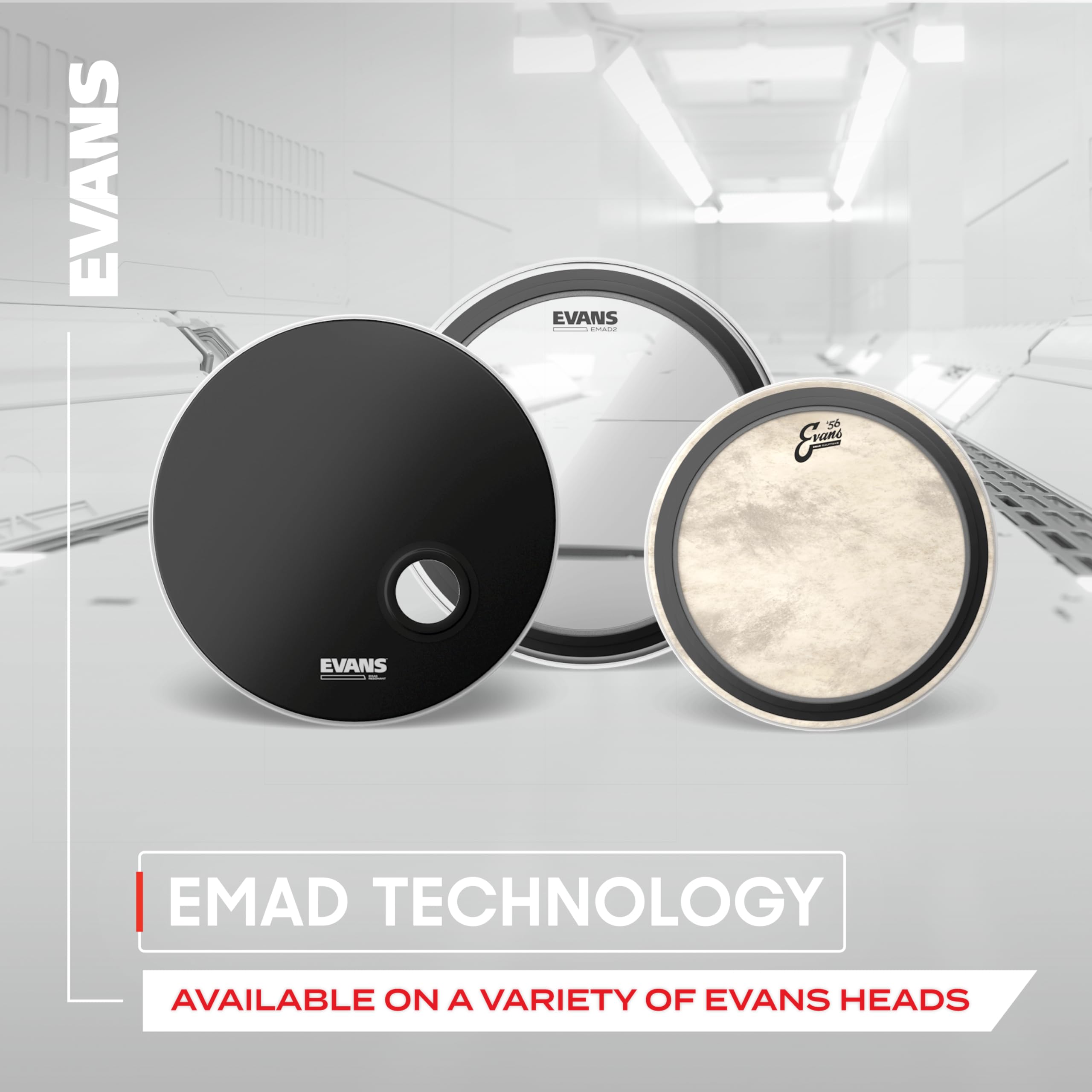 Evans EMAD Clear Tom Hoop Drum Head, 16 Inch