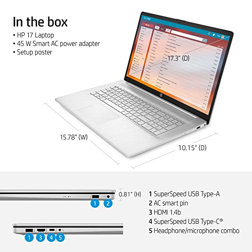 HP 17inch Screen Laptop| Windows 11| AMD Ryzen 5 5500U| FHD IPS Display Fast Charge| USB Type-C| Webcam| HDMI Cable (32GB RAM | 1TB PCIe SSD)