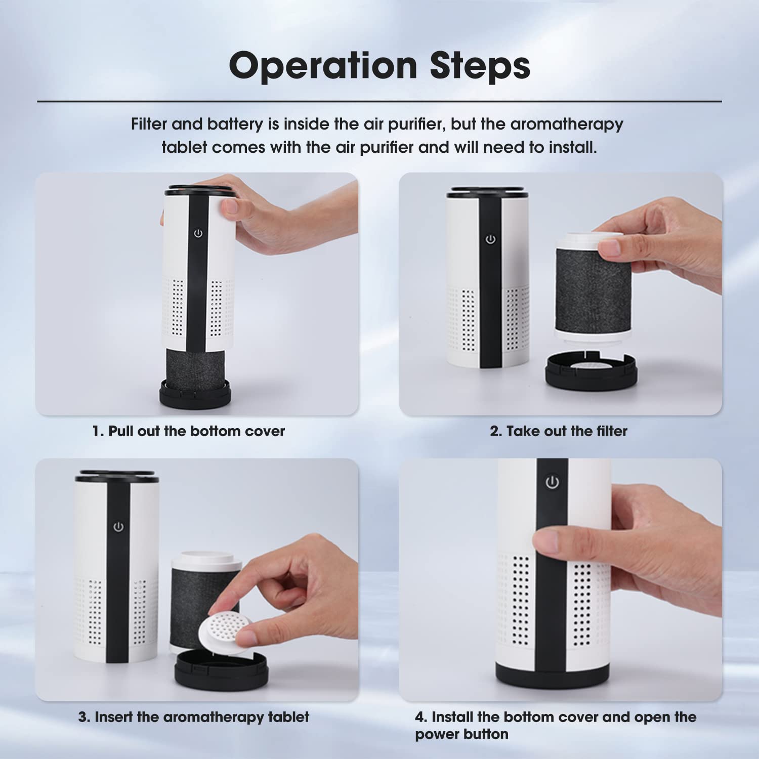 eSUN eAir Lightweight Mini Air Purifier with Activated Carbon Filter and 500W Negative Ion Purification, H12 Composite Filter, for FDM 3D Filament Printer
