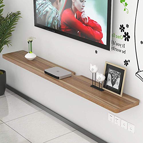PIBM Stylish Simplicity Shelf Wall Mounted Floating Rack Shelves Solid Wood Simple Durable Wear Resistant Multifunction Living Room Set Top Box,4 Sizes, a , 120x23.5x2.5cm
