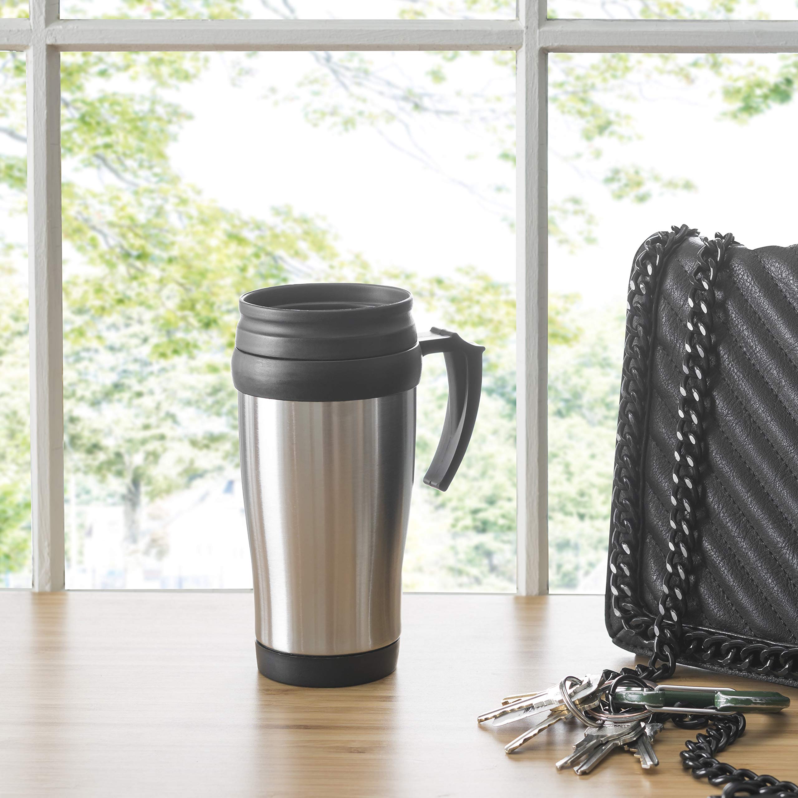Home Basics VF00178 Stainless Steel Travel Coffee Mug, Silver