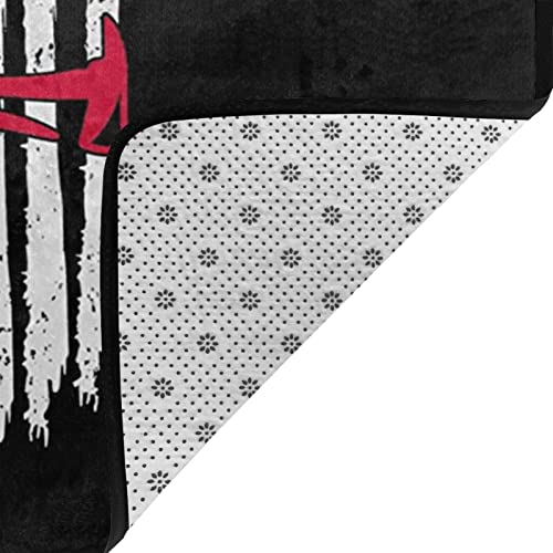 Reflective American Flag Firefighter Thin Red Line Fire Department Area Rug Large Size Family Living Room Bedroom Office Area Carpet 72"x48"