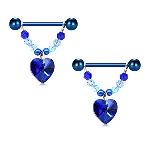 FECTAS Nipple Rings Shields Piercing Barbells Set 316L Stainelss Steel Nipple Barbell for Women 14G 4 Pairs