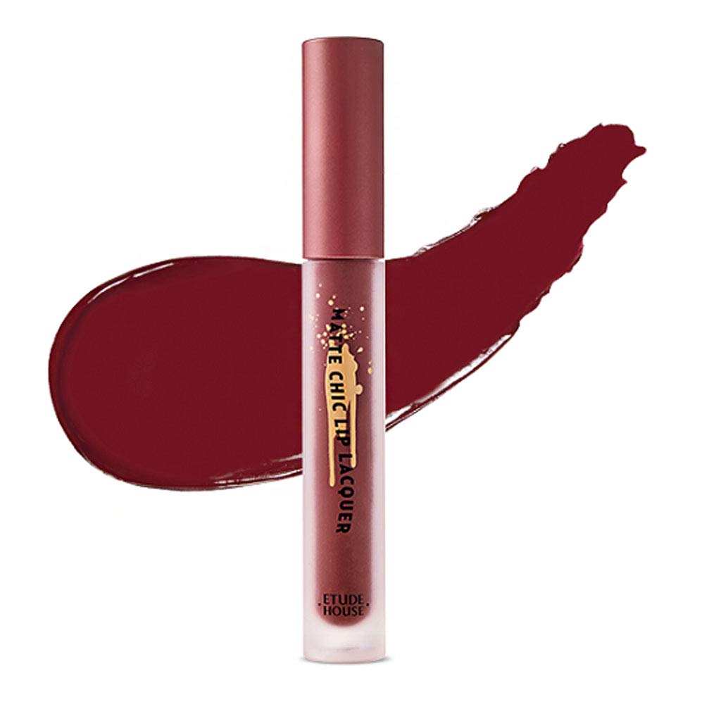ETUDE HOUSE Matte Chic Lip Lacquer 4g (#RD302 Wisdom Burgundy) | Long-Lasting Water-Proof Quick-Fixing No-Smudging High-Pigmented Lip Lacquer that Keeps your Lips Matte | Kbeauty