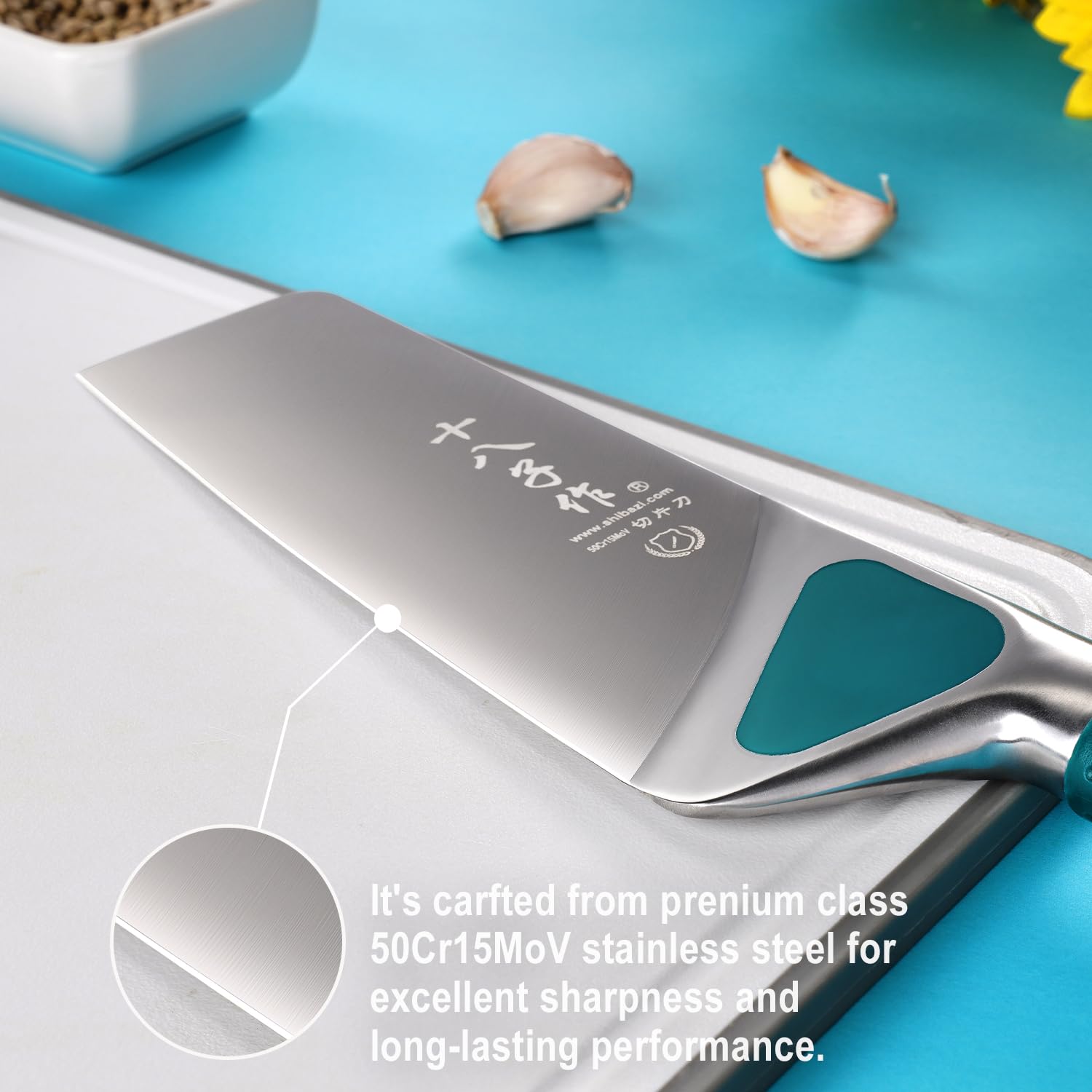 SHI BA ZI ZUO Meat Vegetable Kitchen Knife for Precise Slicing and Chopping Sleek and Wighted Bolster Enables Excellent Grip