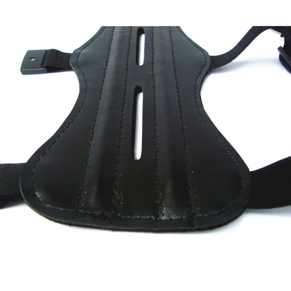 Fay Outdoor Sport Archery Protective Gear Leather Arm Guard Arrows Accessories Professional Protector with Adjustable Straps Black (12 Inch)