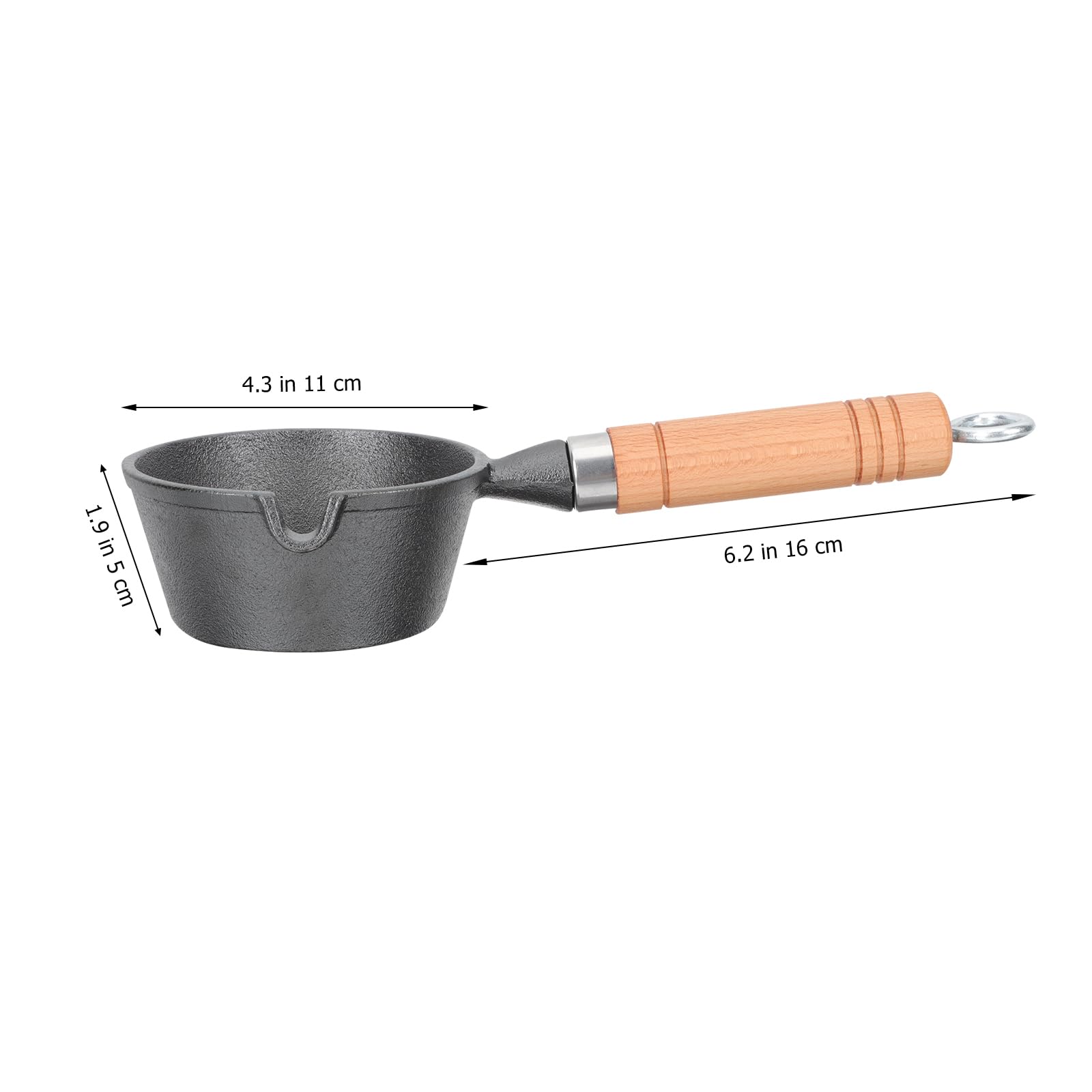 Tofficu Hot Oil Pan Non Stick Small Cast Iron Pot Butter Warmer Pot Mini Cast Iron Skillet Small Oil Heating Pan Melting Pot Ceramic Nonstick Pan Oil Heating Pot Enamel Small Eggs Wooden