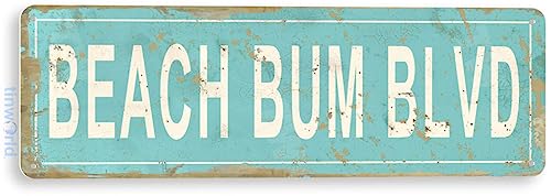 Tin Sign Beach Bum Blvd Rustic Lake Beach House Cottage Cabin Cave Metal Sign Decor C517