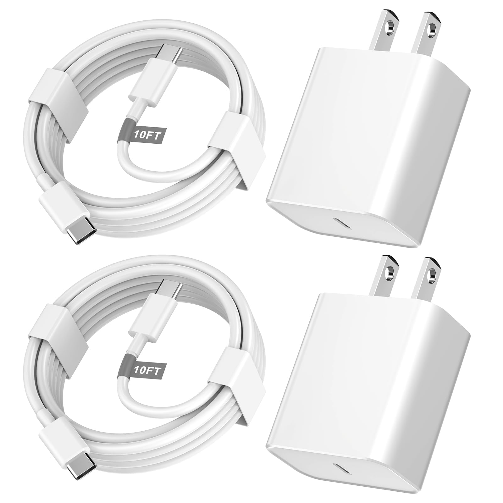 ELECTRICME iPhone 15 Charger Fast Charging, 2 Pack 10FT Long USB C Fast Charger Cable with 20W Type C Wall Charger Fast Charging Compatible for iPhone 15/15 Plus/15 Pro/15 Pro Max, iPad Pro/Air/Mini