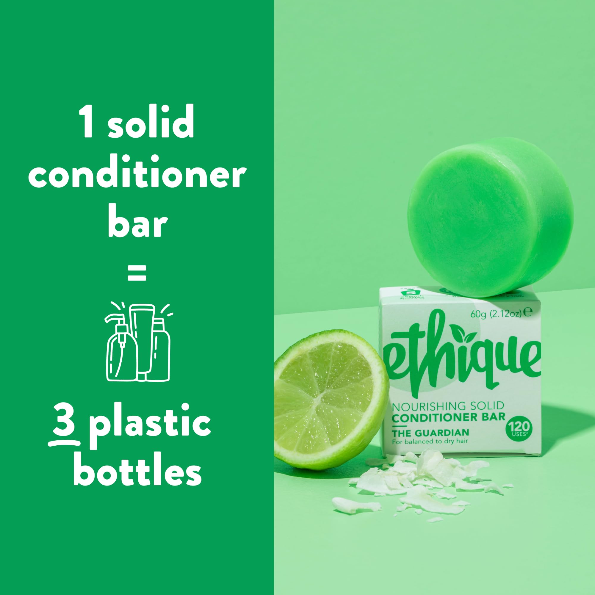 Ethique Nourishing Solid Conditioner Bar for Balanced to Dry & Damaged Hair - The Guardian - Vegan, Eco-Friendly, Plastic-Free, Cruelty-Free,2.12 oz (Pack of 1)