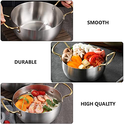 Noodle Pot Korean Ramen Pot: Cooking Pasta Pot Kitchen Soup Stovetop Pot Stainless Steel Noodle Pan Cooker Seafood Pot with Handle 27X18X8CM pot (Size : 27X18X8CM)