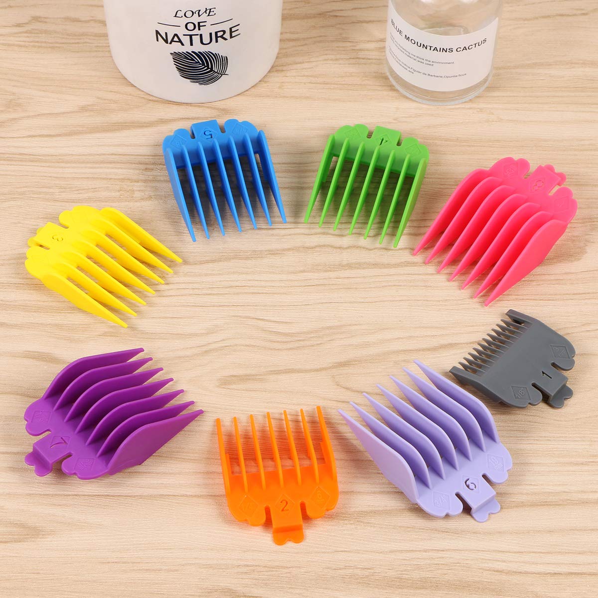 Harapu 8Pcs Colorful Professional Hair Clipper Combs Guides 1/8” to 1”,Attachment Guide Combs Replacement Guards Set for Wahl Clippers/Trimmers