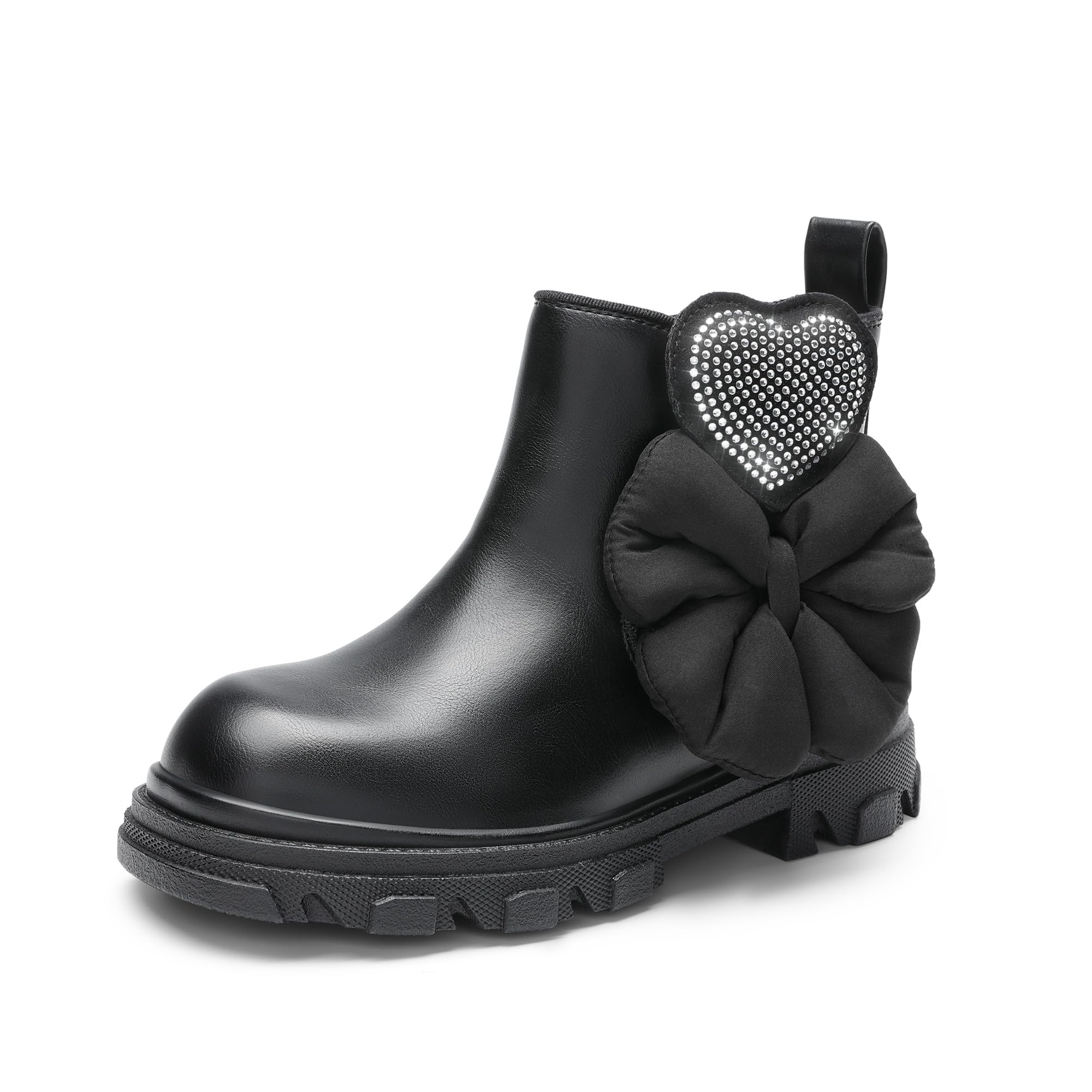 DREAM PAIRS Girls Chelsea Boots Side Zipper Interchangeable Accessories Ankle Booties SDBO2301K BLACK Size 2 little_kid