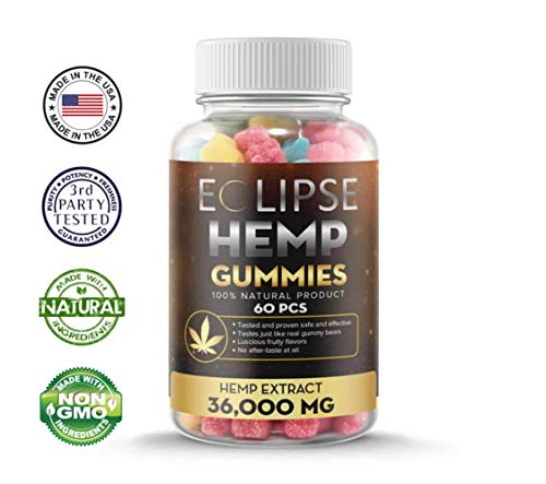 Eclipse Hemp Hemp Gummies - 36,000 MG (60 Count) - 600 MG Per Gummy Bear with Hemp Oil - Made in USA