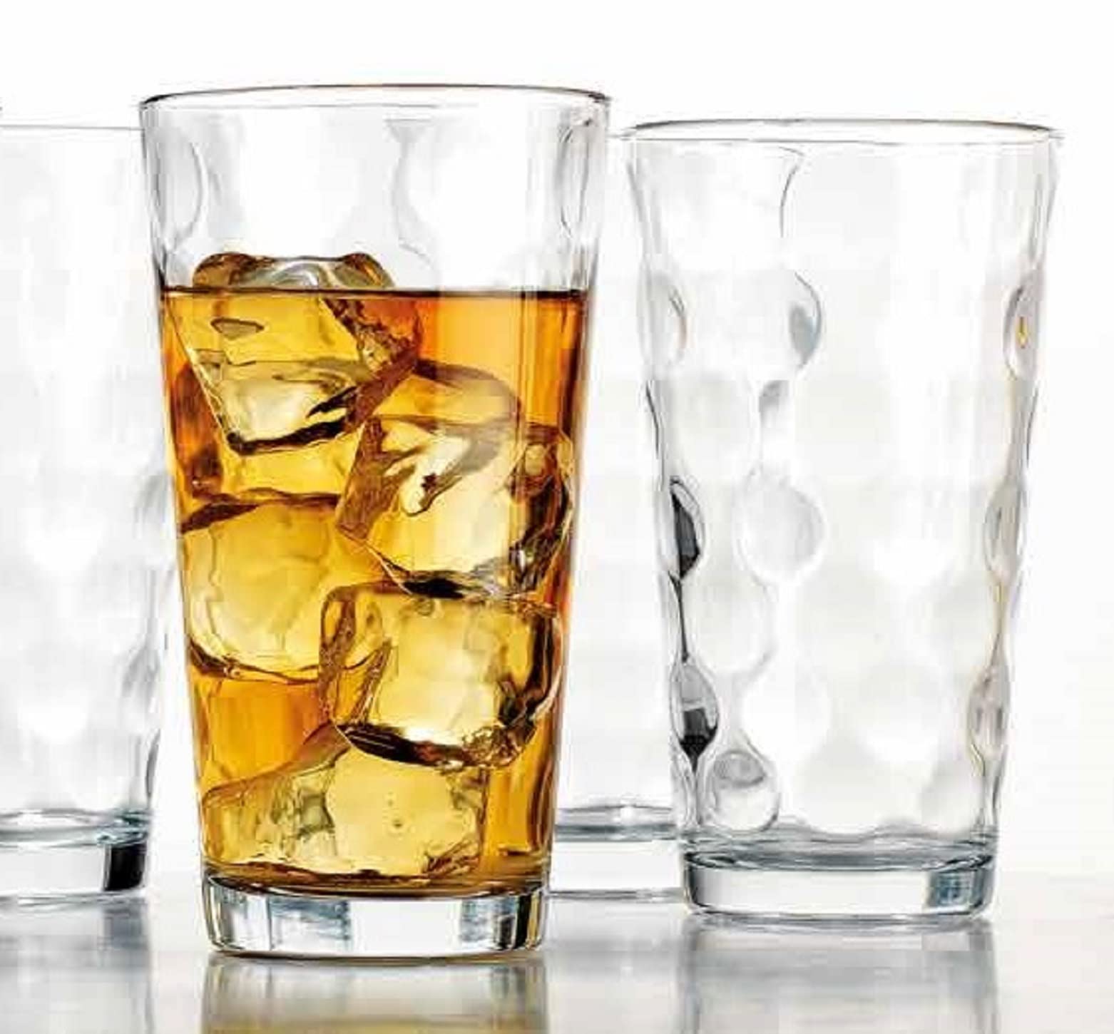 Home Essentials & Beyond Drinking Glasses Set of 4 Highball Glass Cups Bar Glasses, Uses for Juice, Water, Cocktails, Beverages, and Iced Tea. Dishwasher Safe