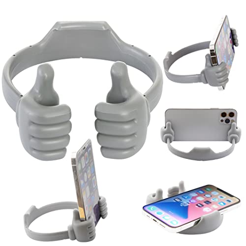 Honsky Thumbs up Cell Phone Stand Holder, Ok Stand Tablet Stand Cradle for Desk Desktop Smartphone Cellphone Mobile Phone Tablets - Universal Adjustable Flexible - Flag Blue, Grey