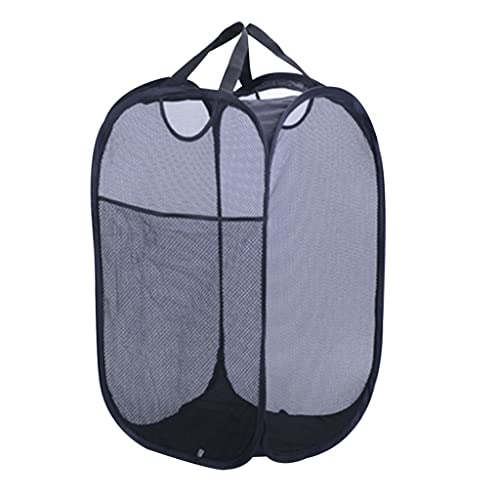 TJLSS Storage Bin Hamper Mesh Bag Organizer Portable Home Foldable Multifunctional Laundry Basket Washing Clothes (Color : Blue, Size : One Size)