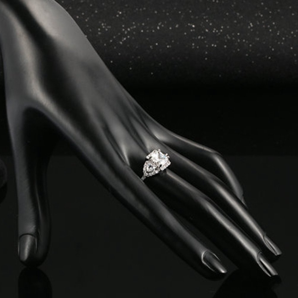 FENDINA Womens 18K White Gold Plated 3 Stone CZ Crystal Eternity Promise Ring Engagement Wedding Bands, Size 6