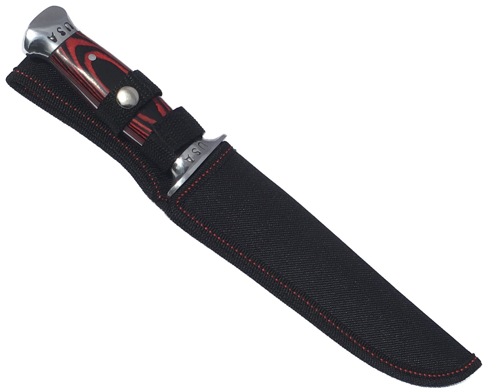 eTradewinds USA Combat Hunting Knife w/Sheath, Pakkawood Handle, & Razor Sharp 420 SS Rust Free Full Tang Fixed Blade (Nylon Sheath) By eT
