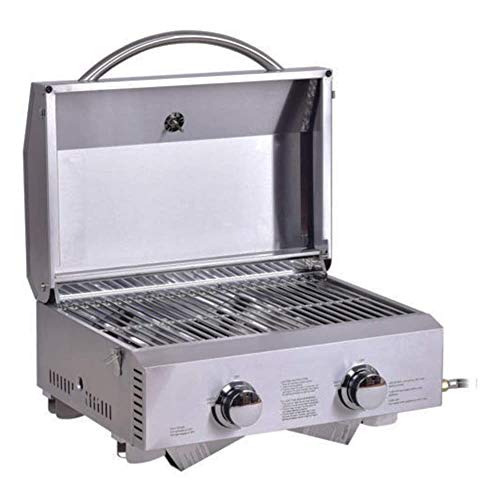 Thaweesuk Shop New 2 Burner Portable Stainless Steel BBQ Table Top Propane Gas Grill Outdoor Camp 22β x 18β x 15β