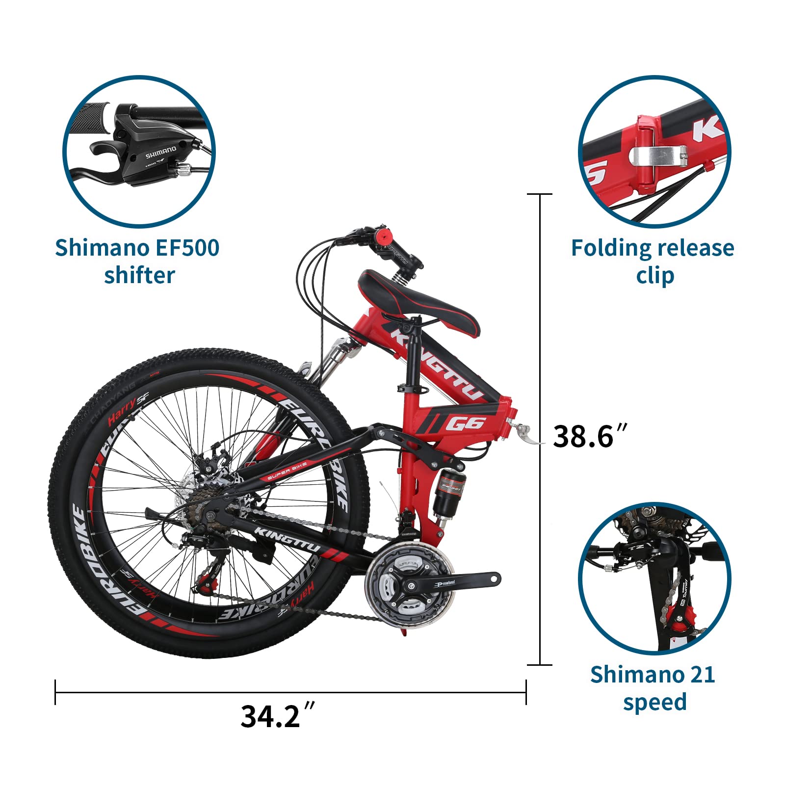 EUROBIKE 26 Inch Mountain Bike Folding Bicycle 21 Speed 3 Colors (G6 Green)